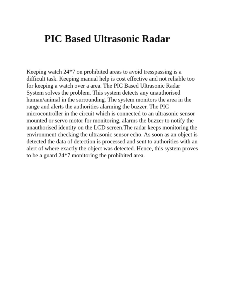 PIC Based Ultrasonic Radar | PDF