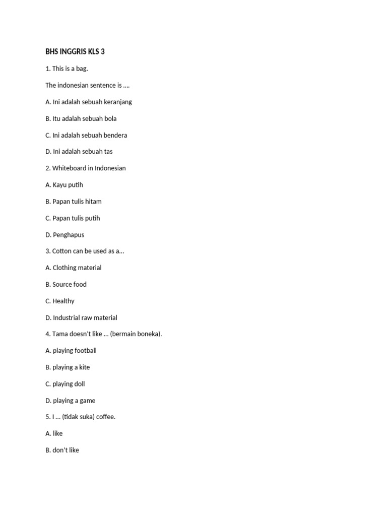 BHS Inggris KLS-3 | PDF