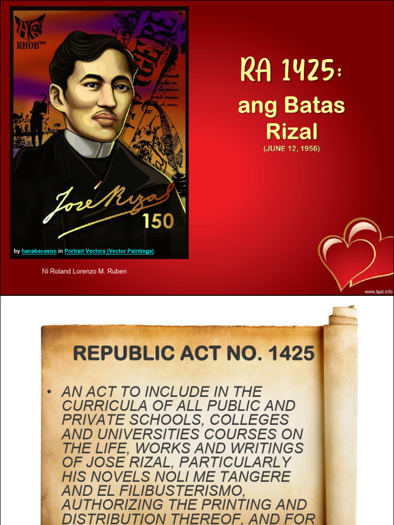 1- Batas Rizal RA 1425 PPT | PDF | Philippines