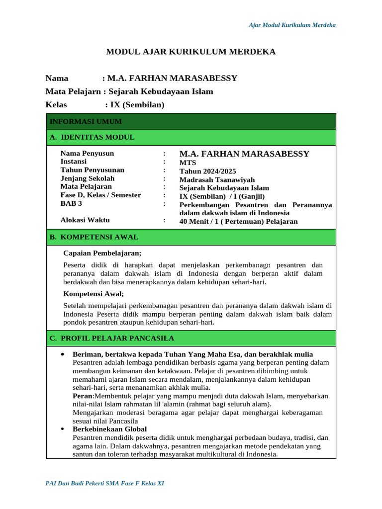 modul ajar selfi-1 | PDF