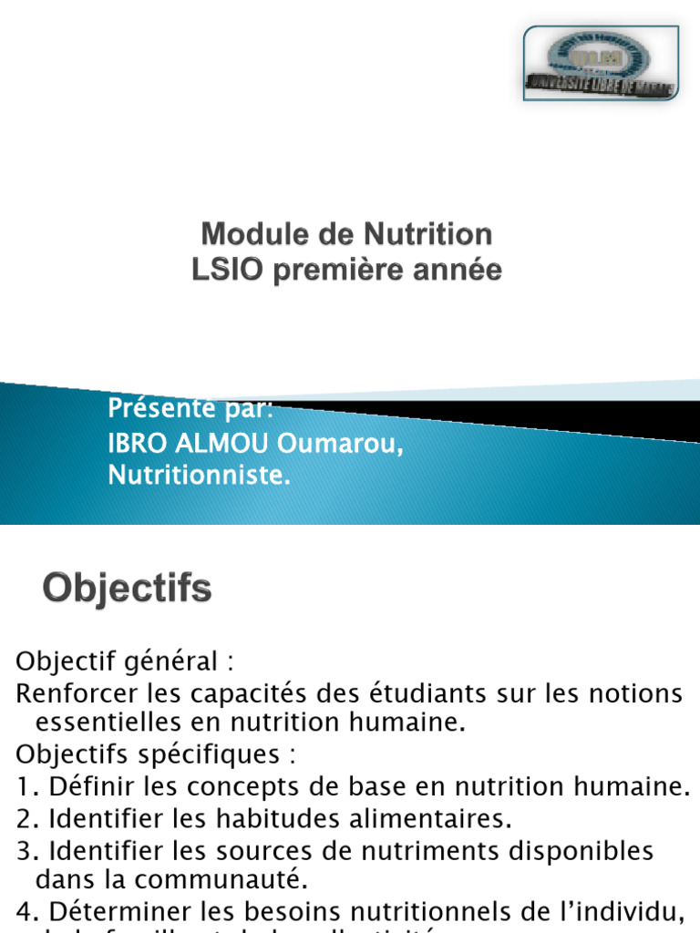 Notions Essentielles en Nutrition Humaine | PDF | Malnutrition | Nutriments