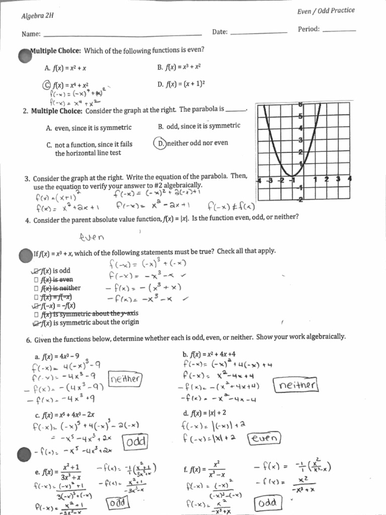 8 Even and Odd Day 2 Practice ANSWERS | PDF
