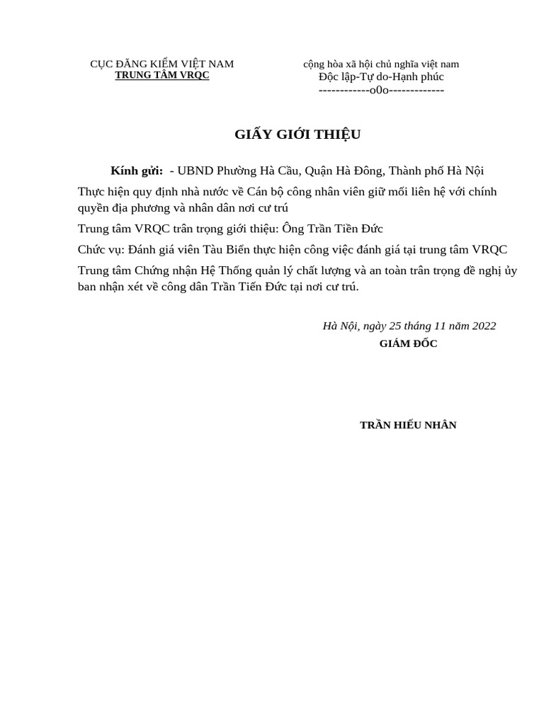 Giay Gioi Thieu | PDF