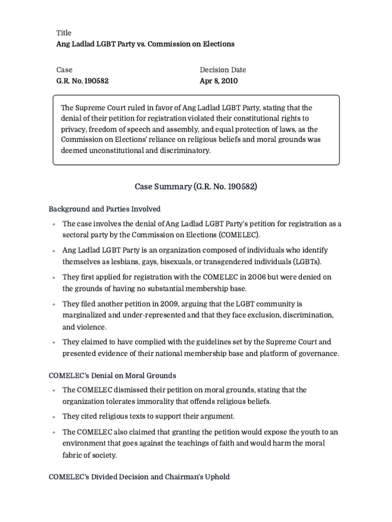 Supreme Court Backs Ang Ladlad | PDF | Lgbt | LGBTQIA+ Studies