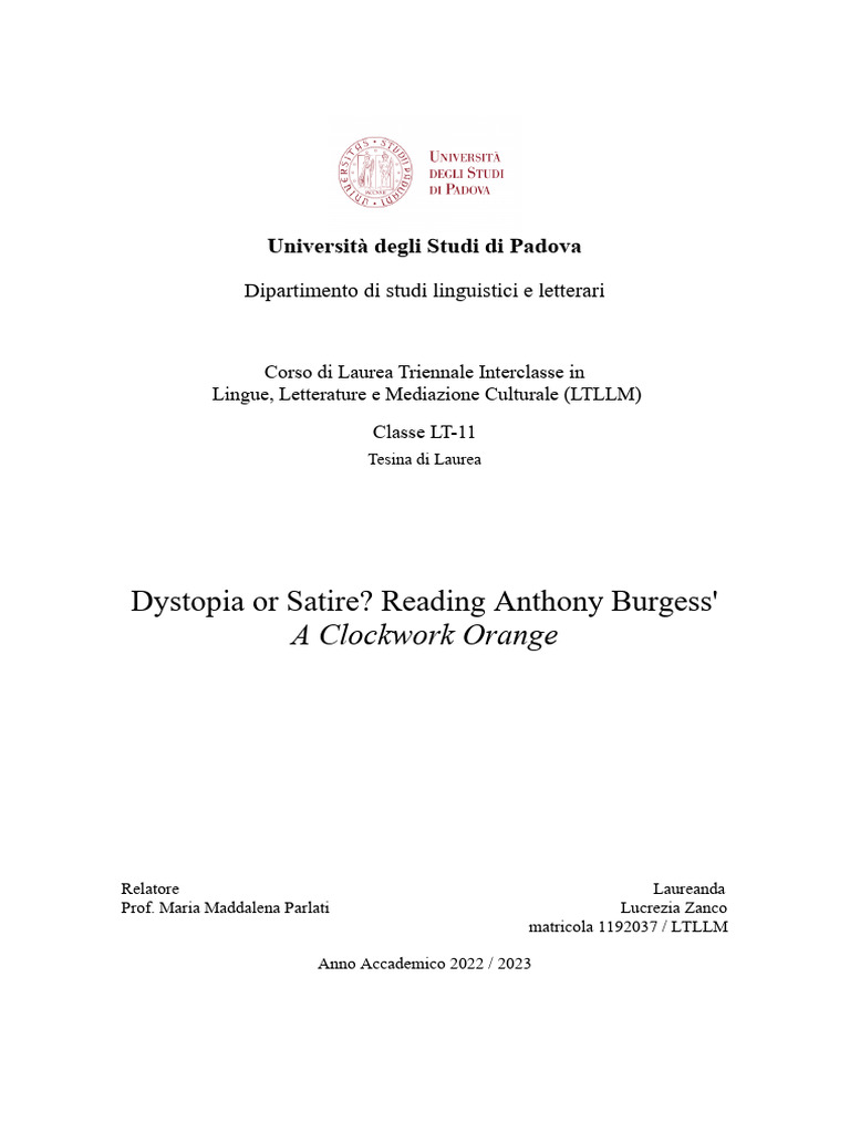 Dystopia in Clockwork Orange | PDF | Dystopia