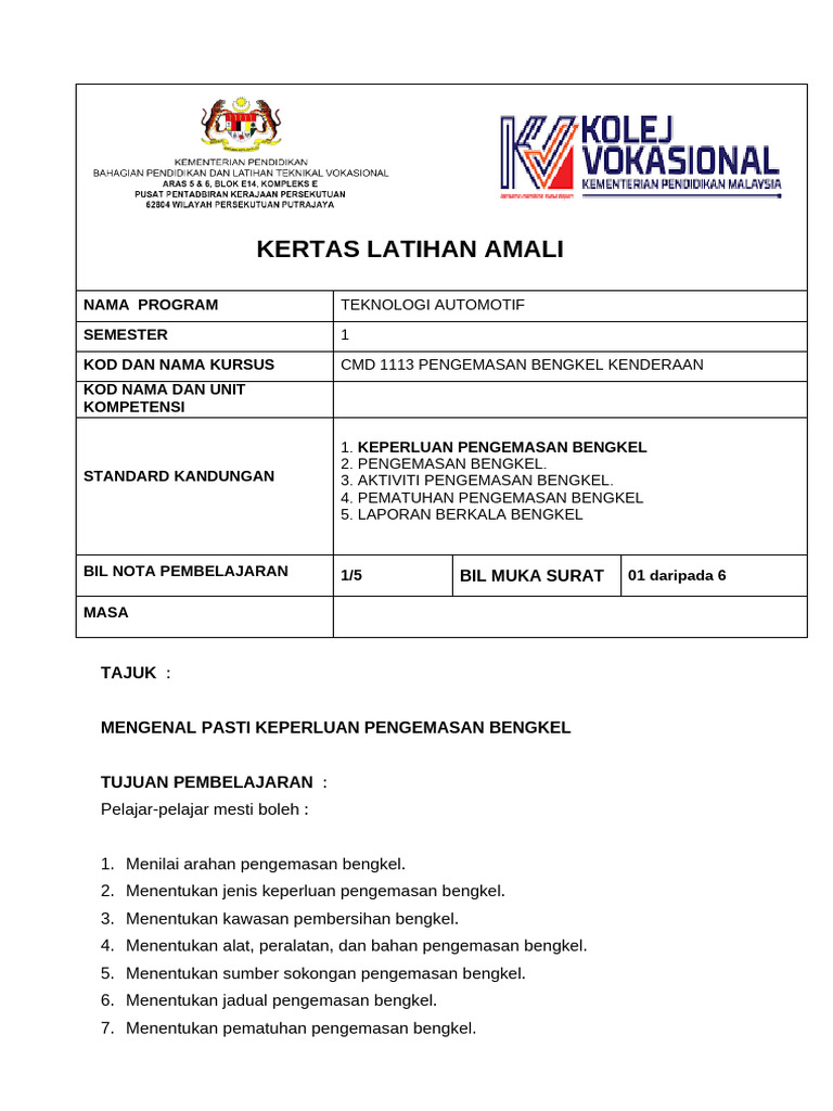 Contoh Latihan Amali 1-5 | PDF