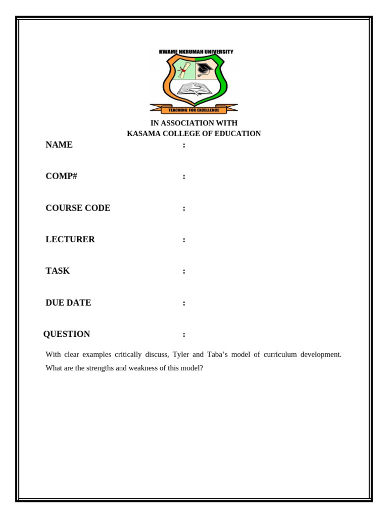 Tyler and Taba's Model of Curriculum Development | PDF | Curriculum ...