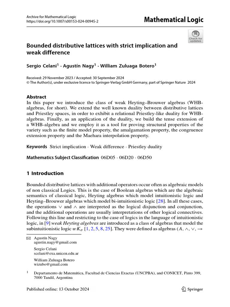 Bounded distributive lattices with strict implication and weak ...