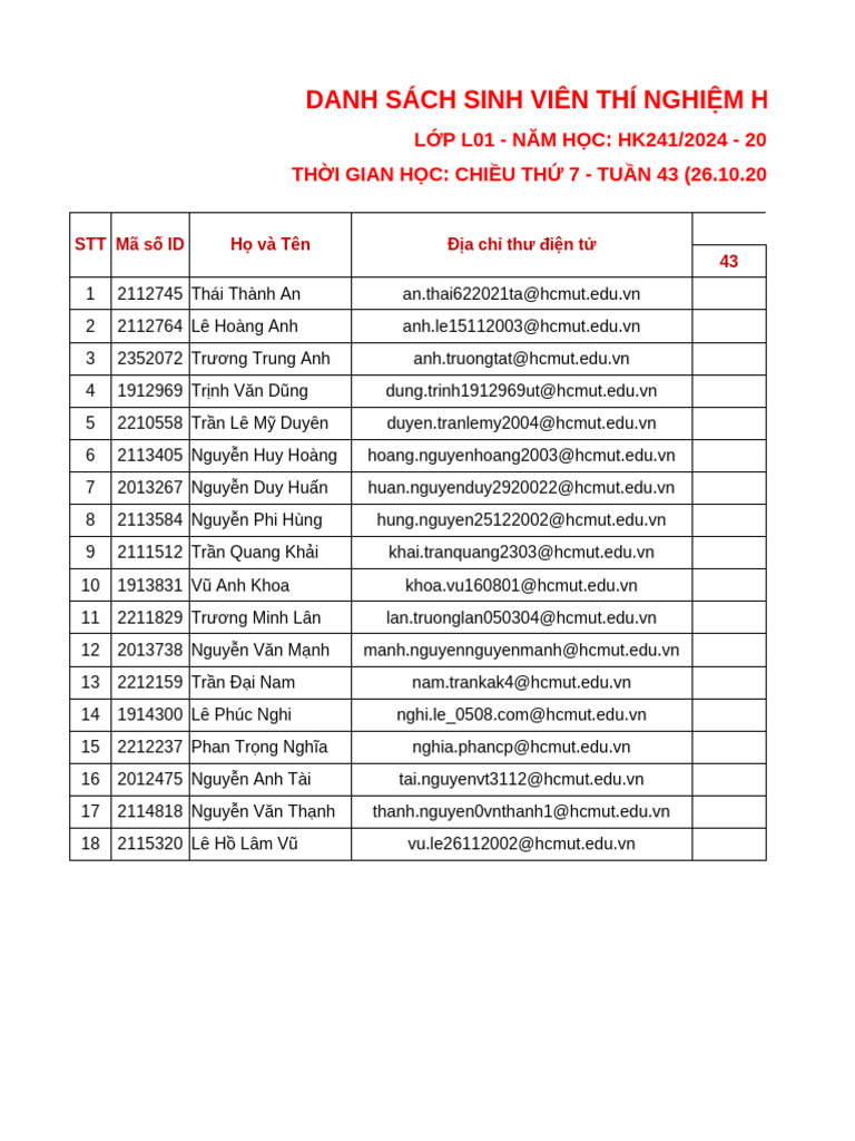 DSSV Tnghiem 241 | PDF