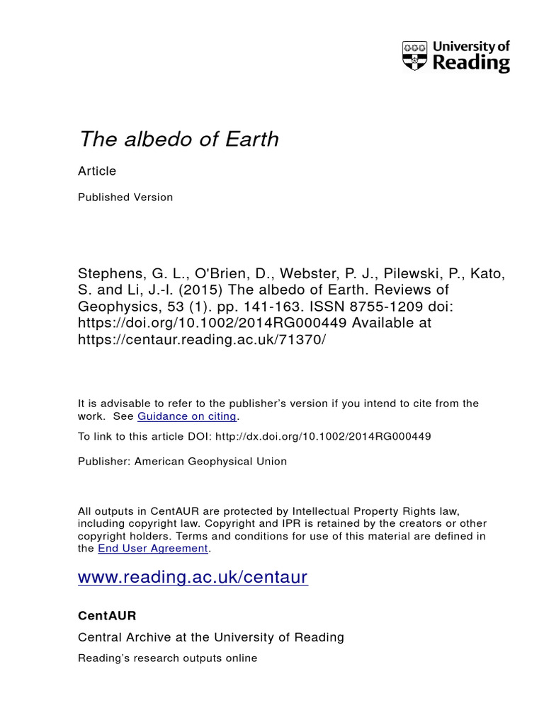 Albedo On Earth | PDF | Climate | Earth Sciences