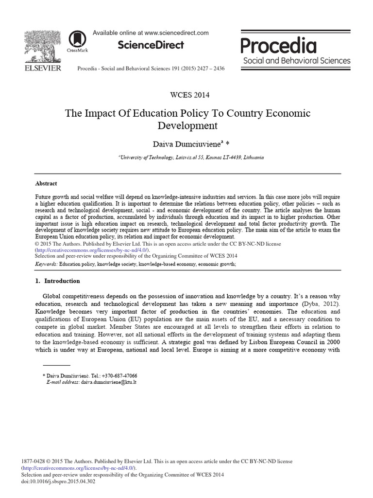 The Impact of Education Policy To Country Economic - Acessed Dec 15 ...