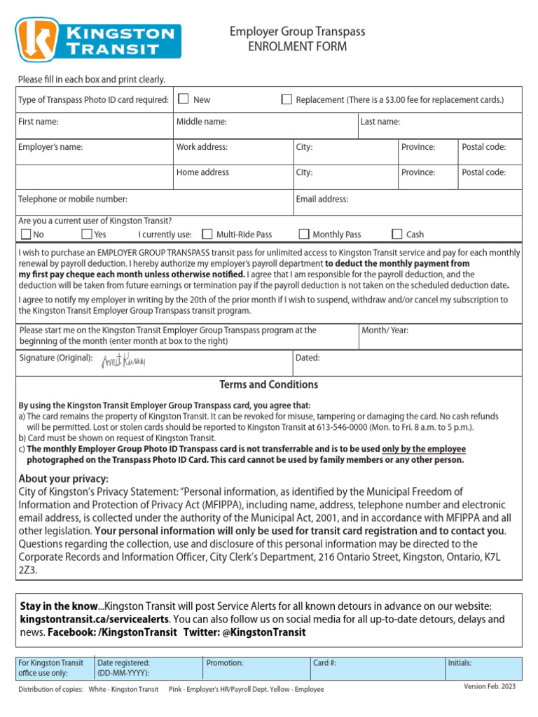 Transpass Registration Form | PDF | Cheque