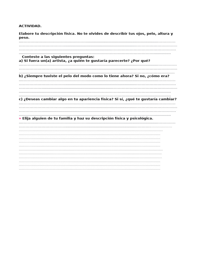 Caracteristicas Fisicas y Personales | PDF