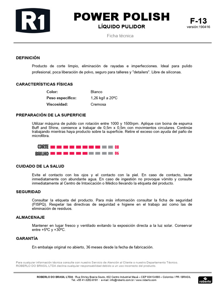 F13 POWER POLISH Liquido Pulidor Es | PDF