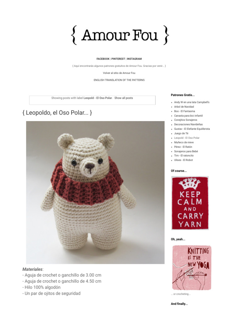 (Leopoldo, El Oso Polar... ) : Materiales | PDF | Tejer | Arte popular