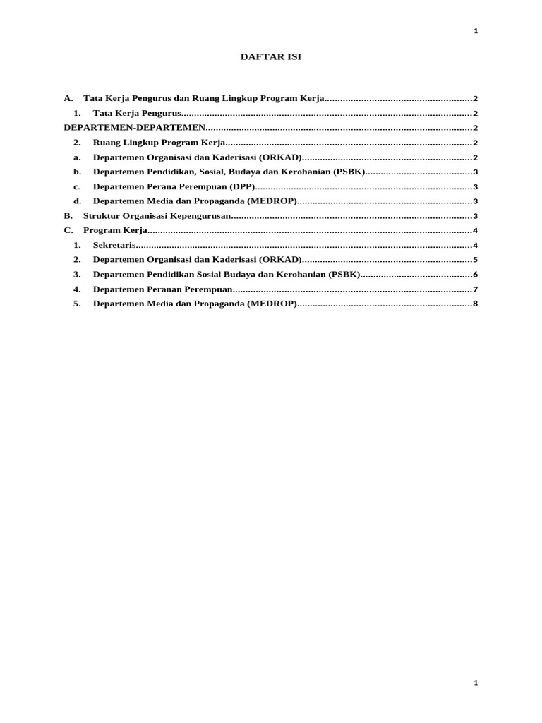 Program Kerja Kabinet Romanis 2018-2019 | PDF