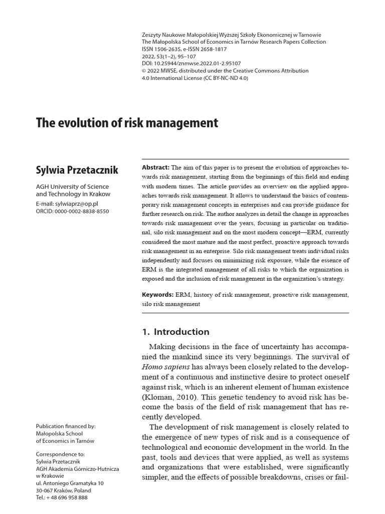 The Evolution of Risk Management | PDF | Risk | Risk Management