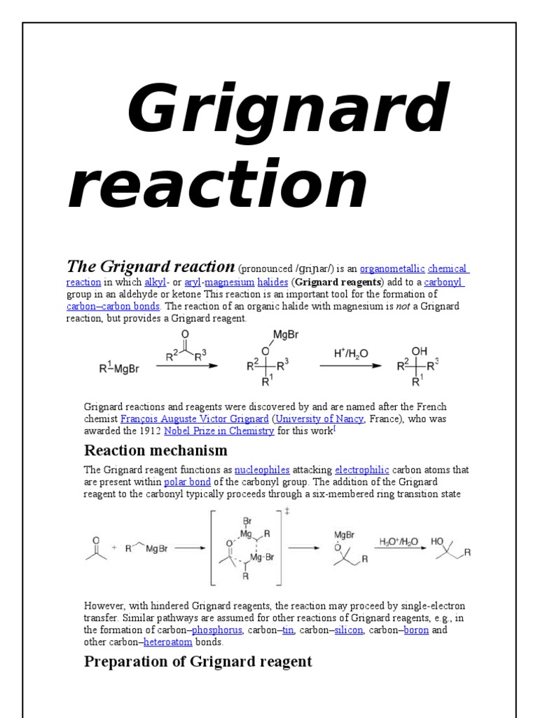 Grignard Reaction | PDF | Chemical Substances | Organic Chemistry