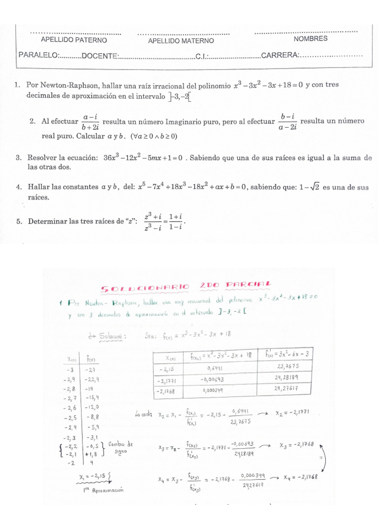 2do Parcial Álgebra Solucionario | PDF