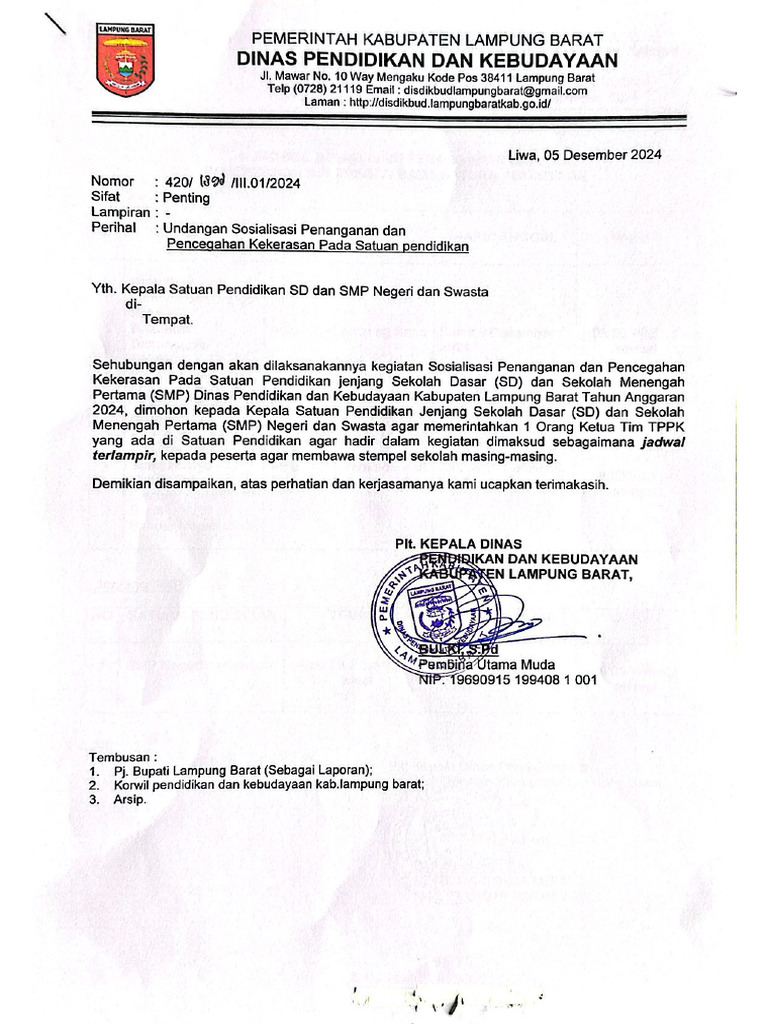 Surat undangan TPPK | PDF