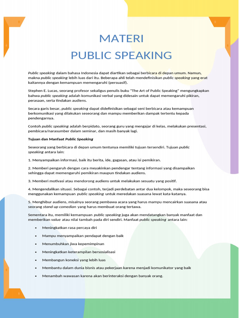 materi public speaking | PDF