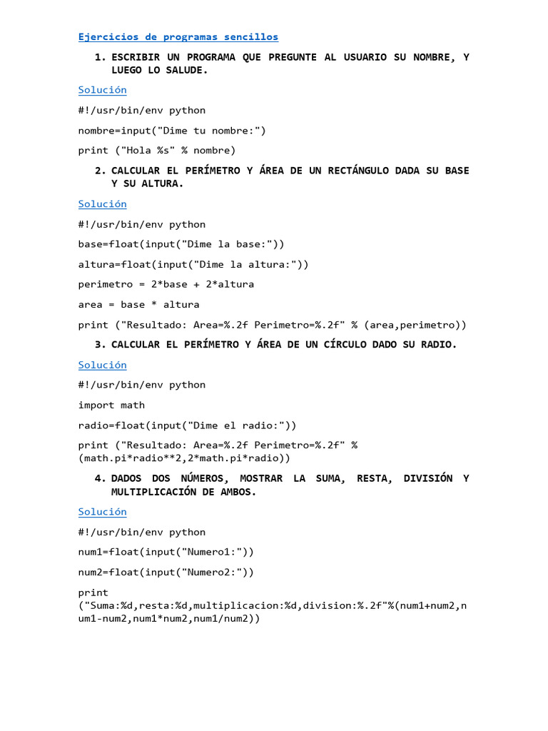 EJERCICIOS PYTHON RESUELTOS 2024 | PDF | Python (lenguaje de programación) | Software