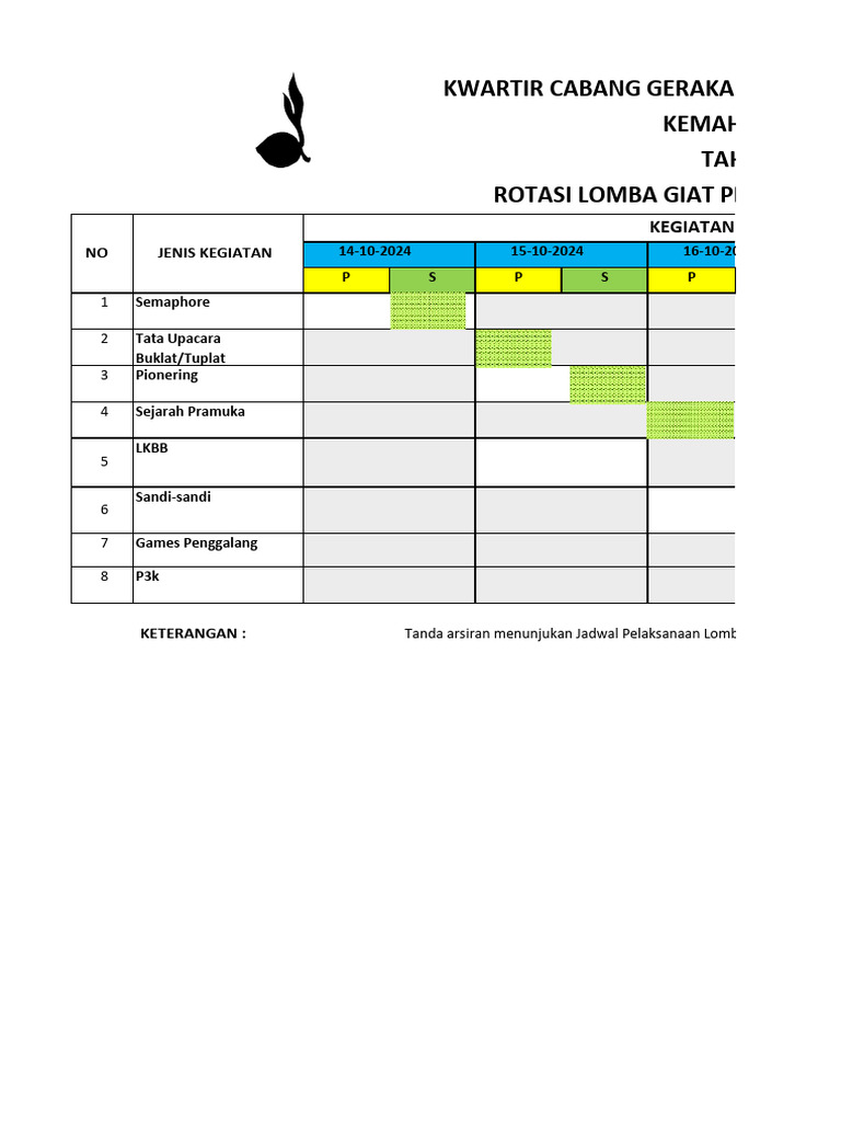 JADWAL KEGIATAN PENGGALANG SD DI KP III TAHUN 2024 | PDF