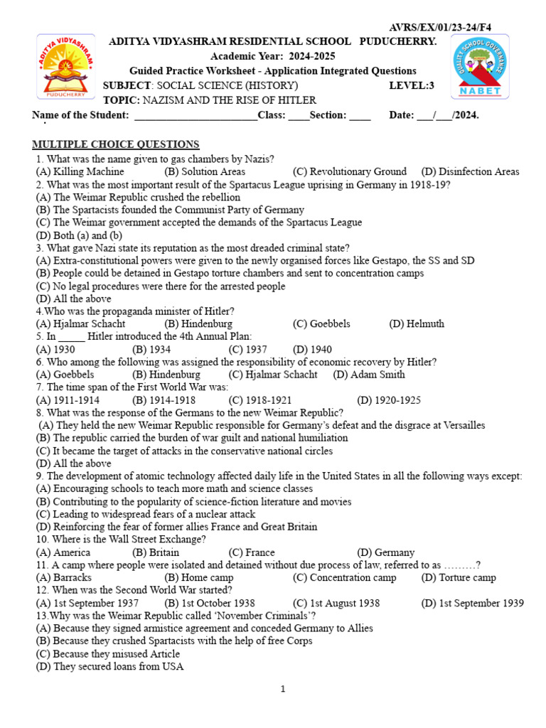 Nazism - The Rise of Hitler - Level 3 | PDF | Nazi Germany | Weimar ...