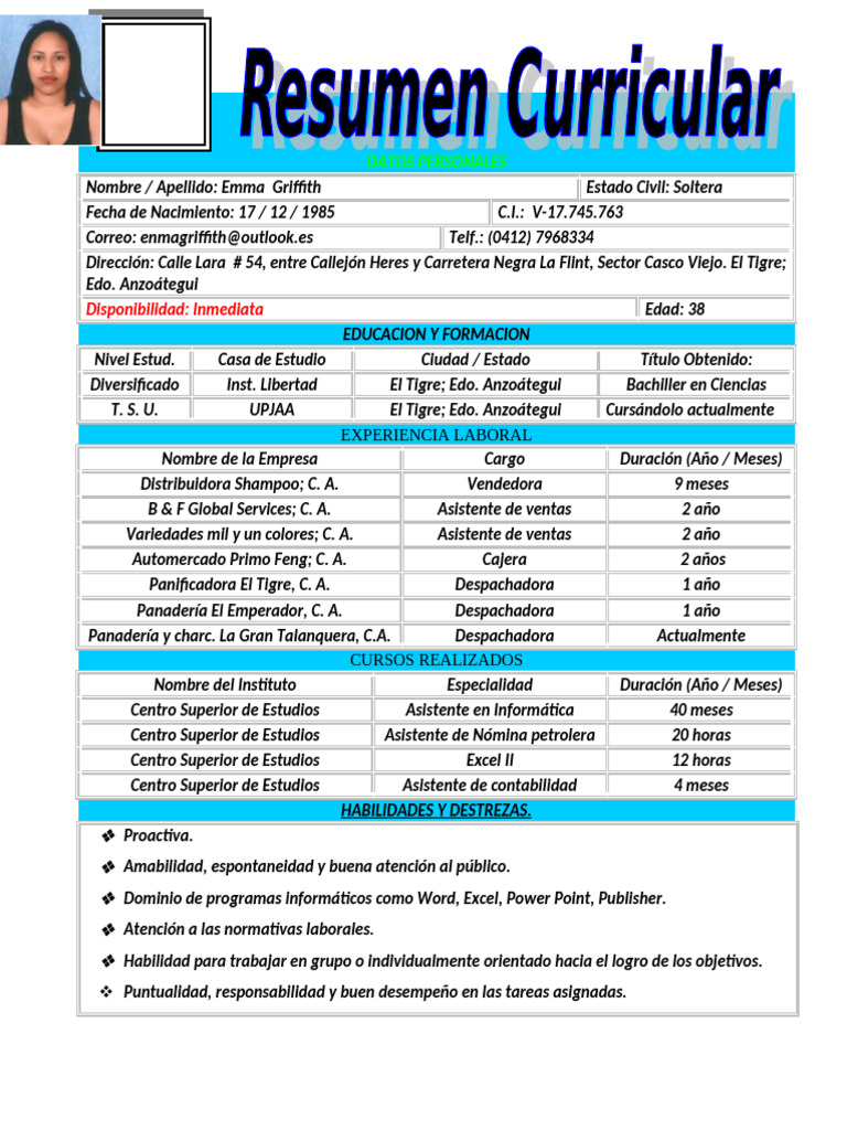 Curriculum Emma | PDF