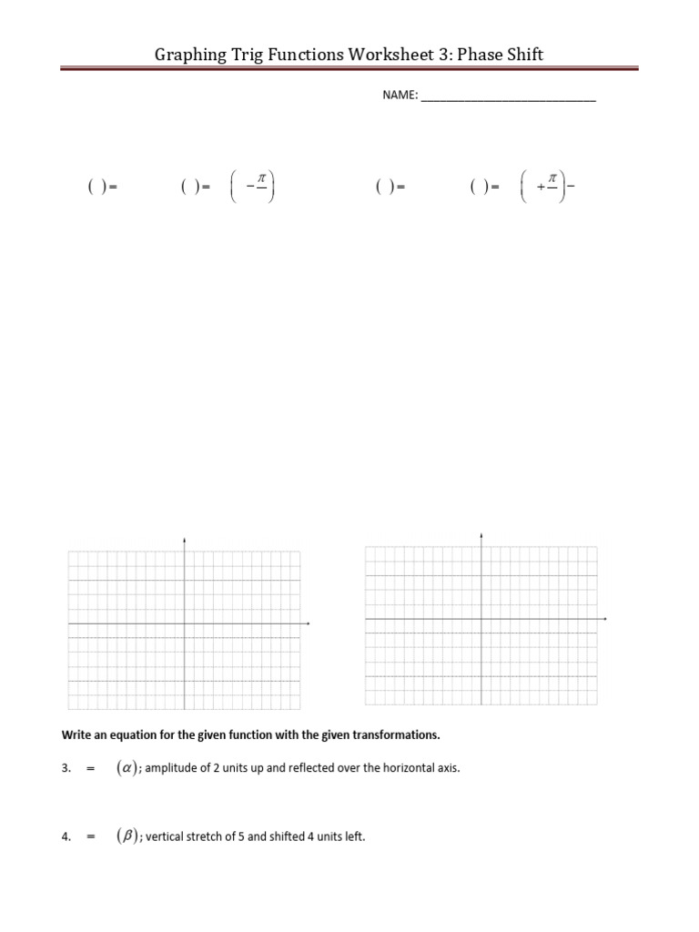 Lesson 2.2 Graphing Trig Functions Worksheet | PDF | Trigonometric ...
