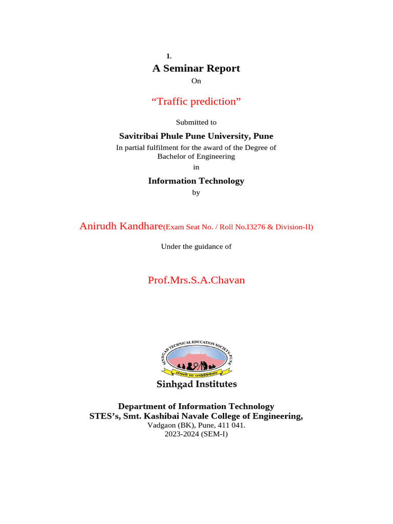 Traffic Prediction Report (I3276) | PDF | Machine Learning | Support ...