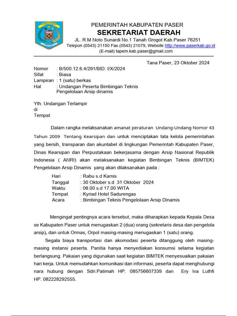 UNDANGAN BIMTEK DESA-OPROL-ORMAS -TTE OK | PDF