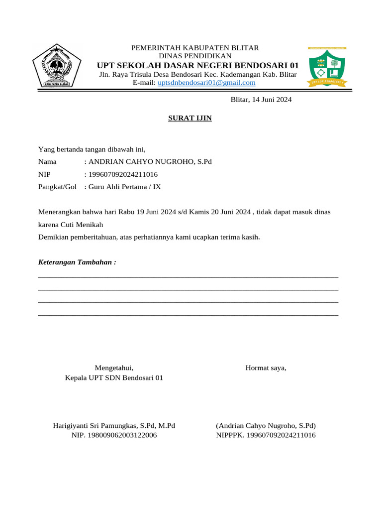 FORM SURAT IJIN[1] | PDF