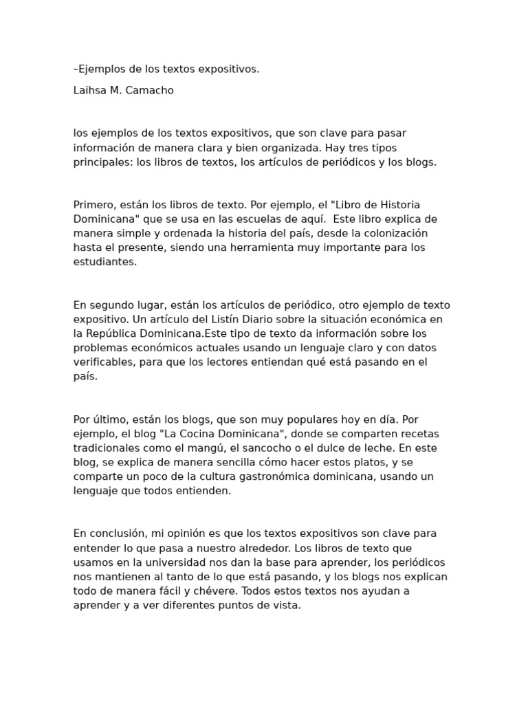 Tipos de Textos Expositivos Ejemplos | PDF