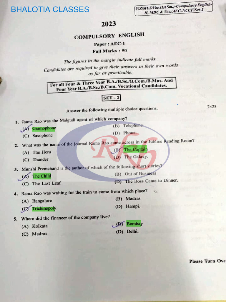 1ST Sem Eng Day College Solution | PDF