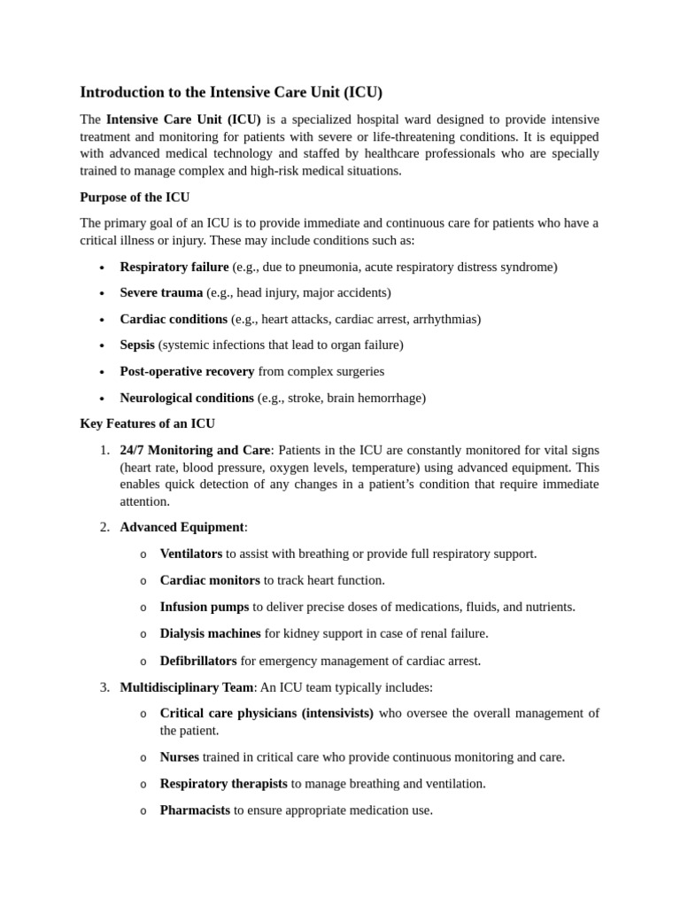 Introduction to Icu | PDF | Intensive Care Unit | Intensive Care Medicine