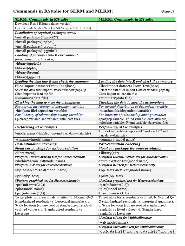 Linear Regression-R Commands-06052024-1 | PDF | Linear Regression | Dependent And Independent ...