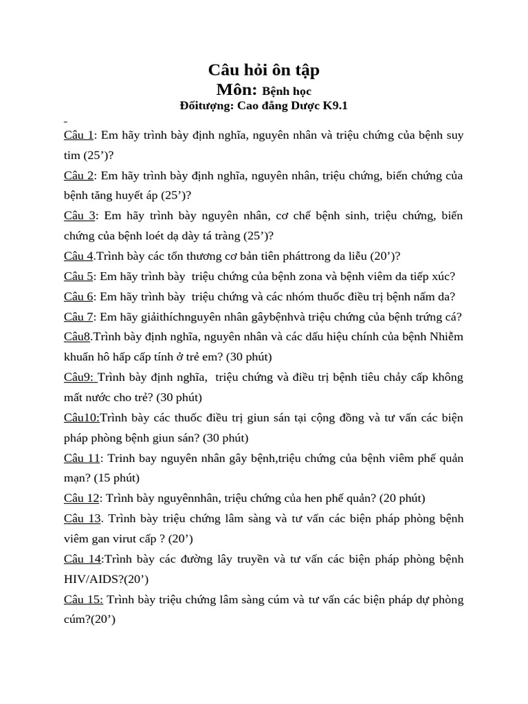 Benh Hoc CD DUOC K9 1 | PDF