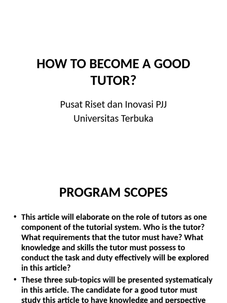 5. HOW TO BECOME A GOOD TUTOR | PDF | Learning | Educational Assessment