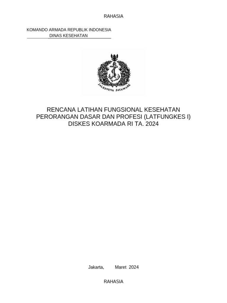 Rencana Latihan Kesehatan Diskes Koarmada RI | PDF