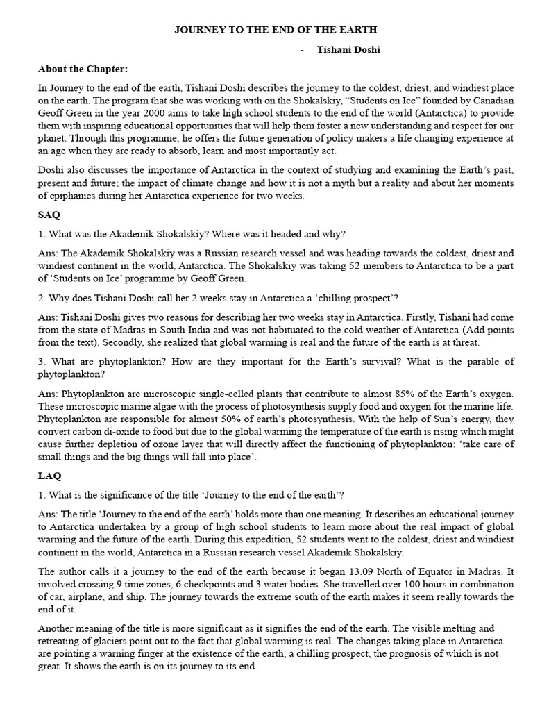 Journey To The End of The Earth | PDF | Antarctica | Earth