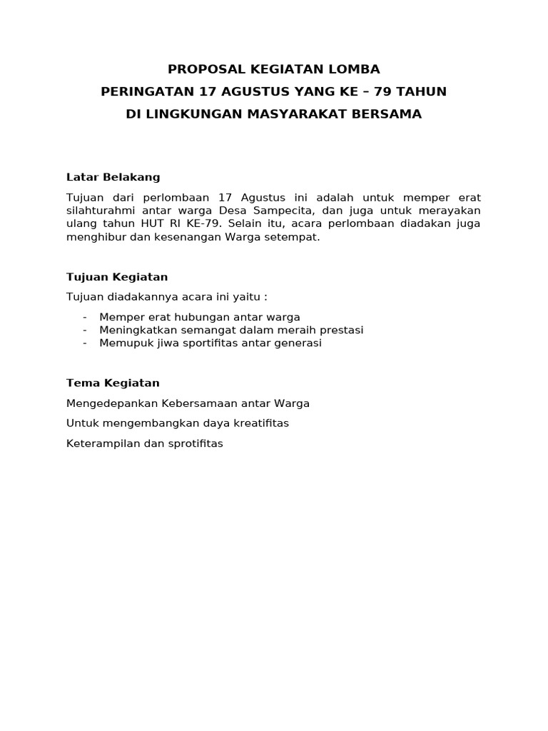 Lomba 17 Agustus Desa Sampecita | PDF