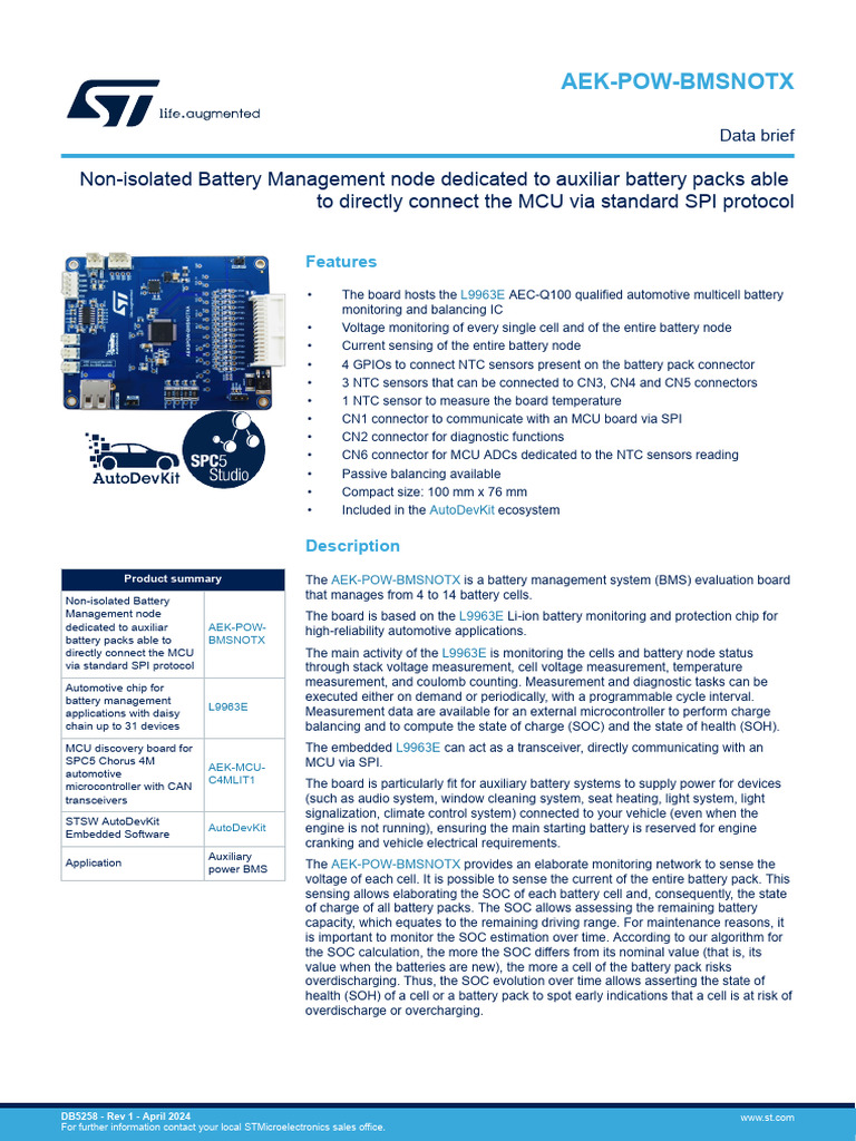aek-pow-bmsnotx | PDF | Microcontroller | System On A Chip