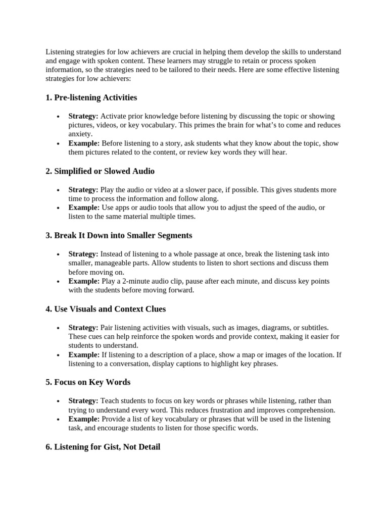 Teaching Lstening To Low Achievers | PDF | Reading Comprehension ...