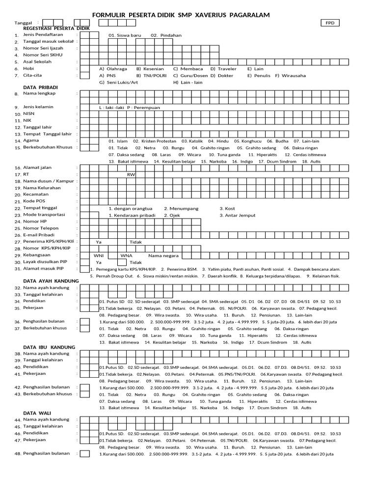 Formulir PPDB 1 | PDF