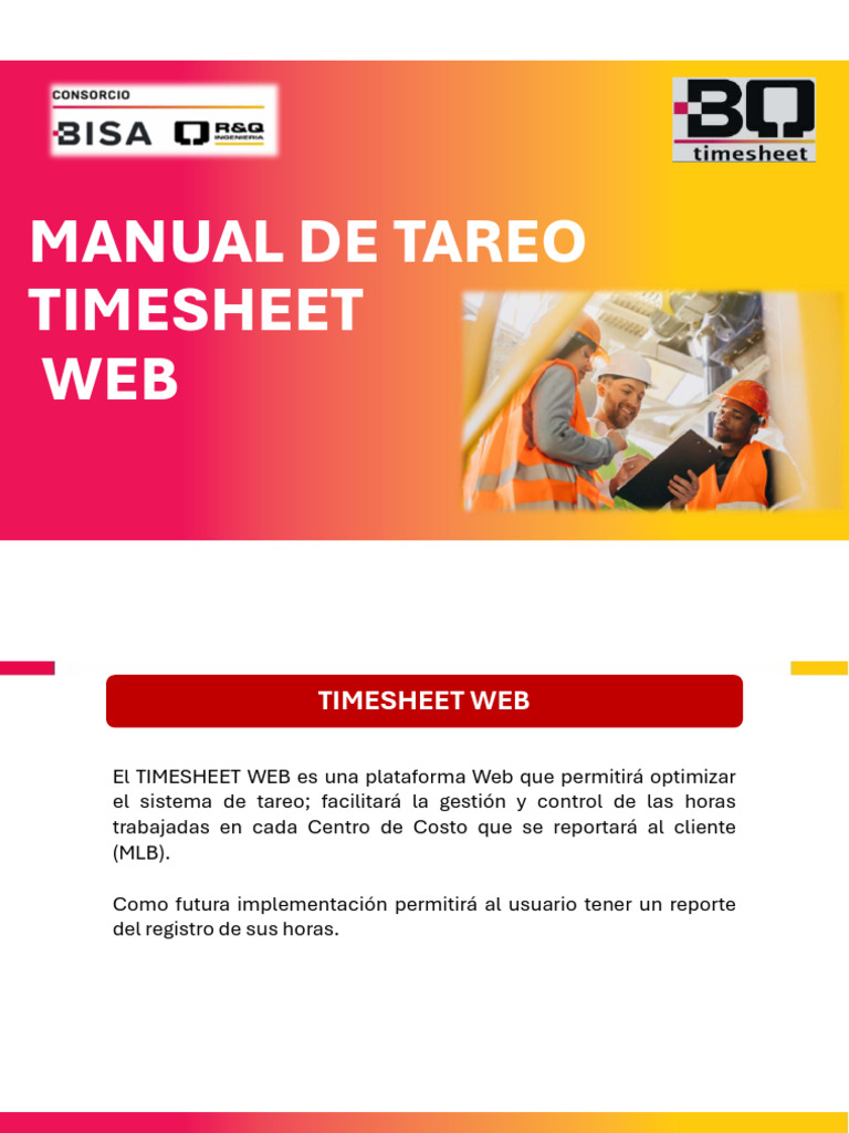 Manual TimeSheet Web - Consorcio Bisa R&Q | PDF | Informática | Software