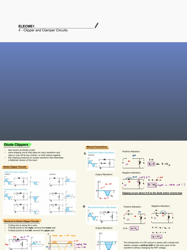 (Electronics For Mechanical Engineers) 4 - Clipper and Clamper Circuits | PDF | Electrical ...