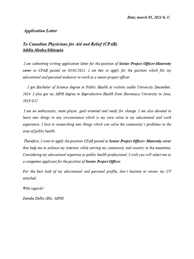 Application Letter For CPAR | PDF