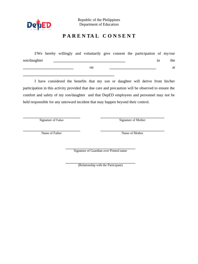 Parental Consent DSPC and DFOT | PDF