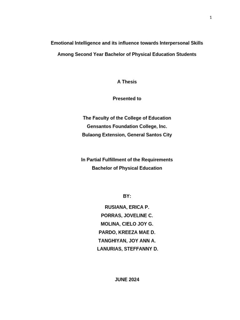 Thesis Sure | PDF | Emotional Intelligence | Self Awareness